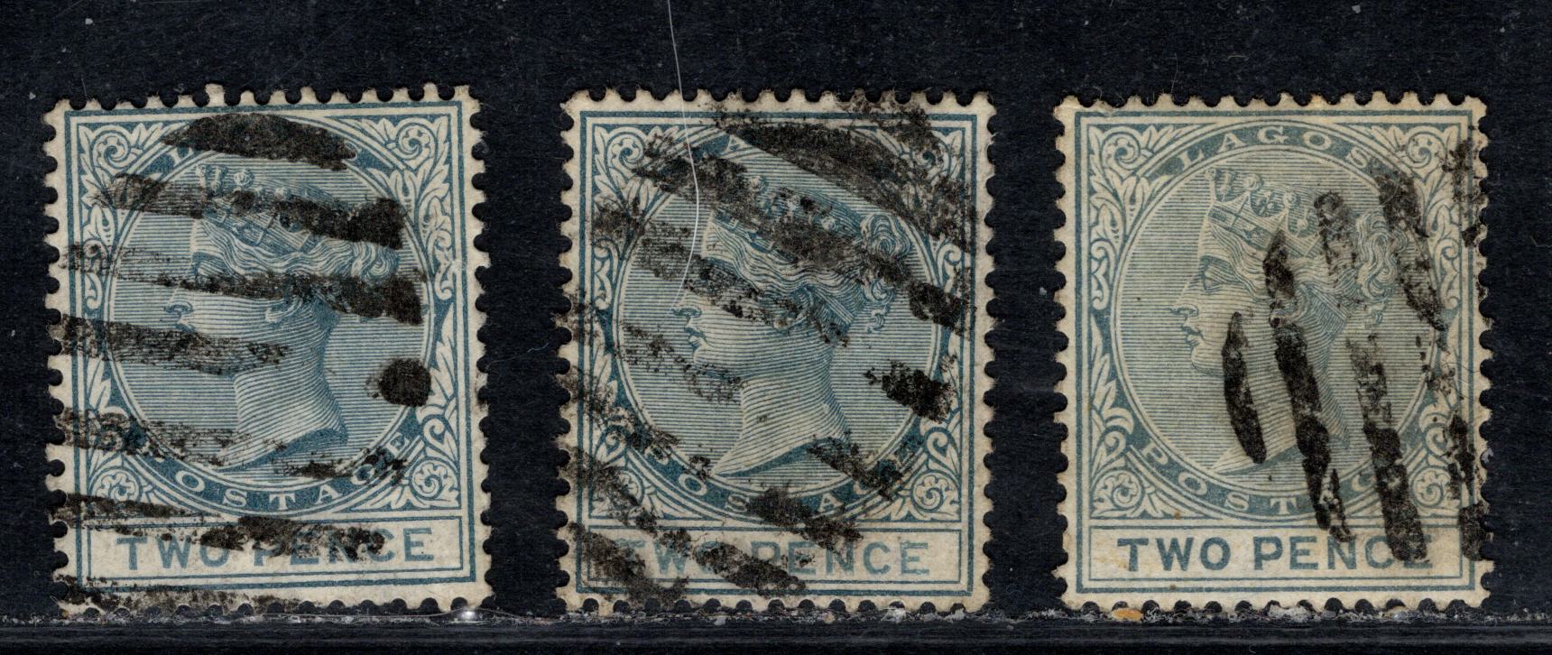 Lot 275 Lagos SG#23 2d Slate Gray & Slate, Bluish Slate & Slate and Bl ...