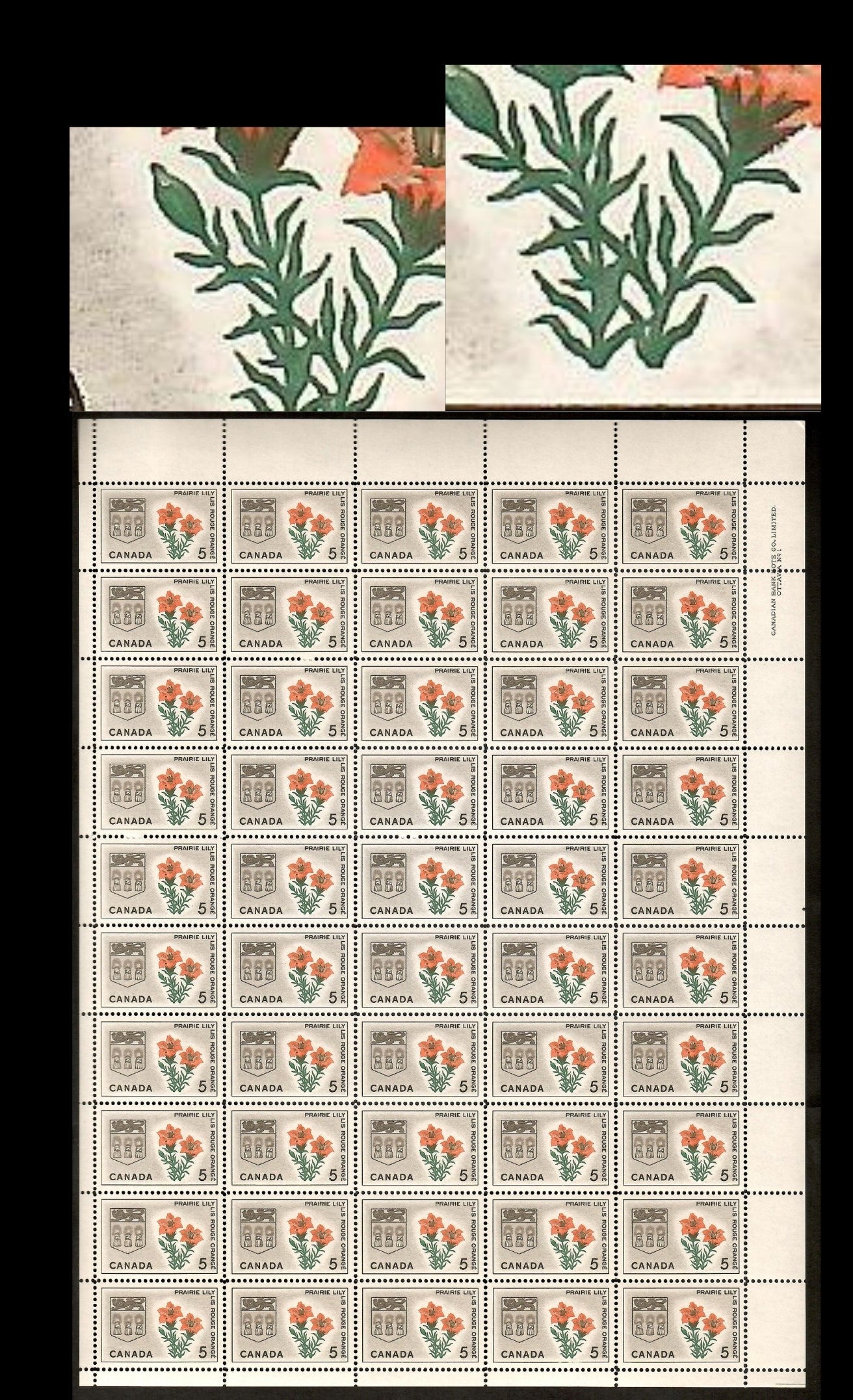 Lot 325 Canada #425i, iii, iv 5c Prairie Lily, 1964-1966 Emblems Issue ...