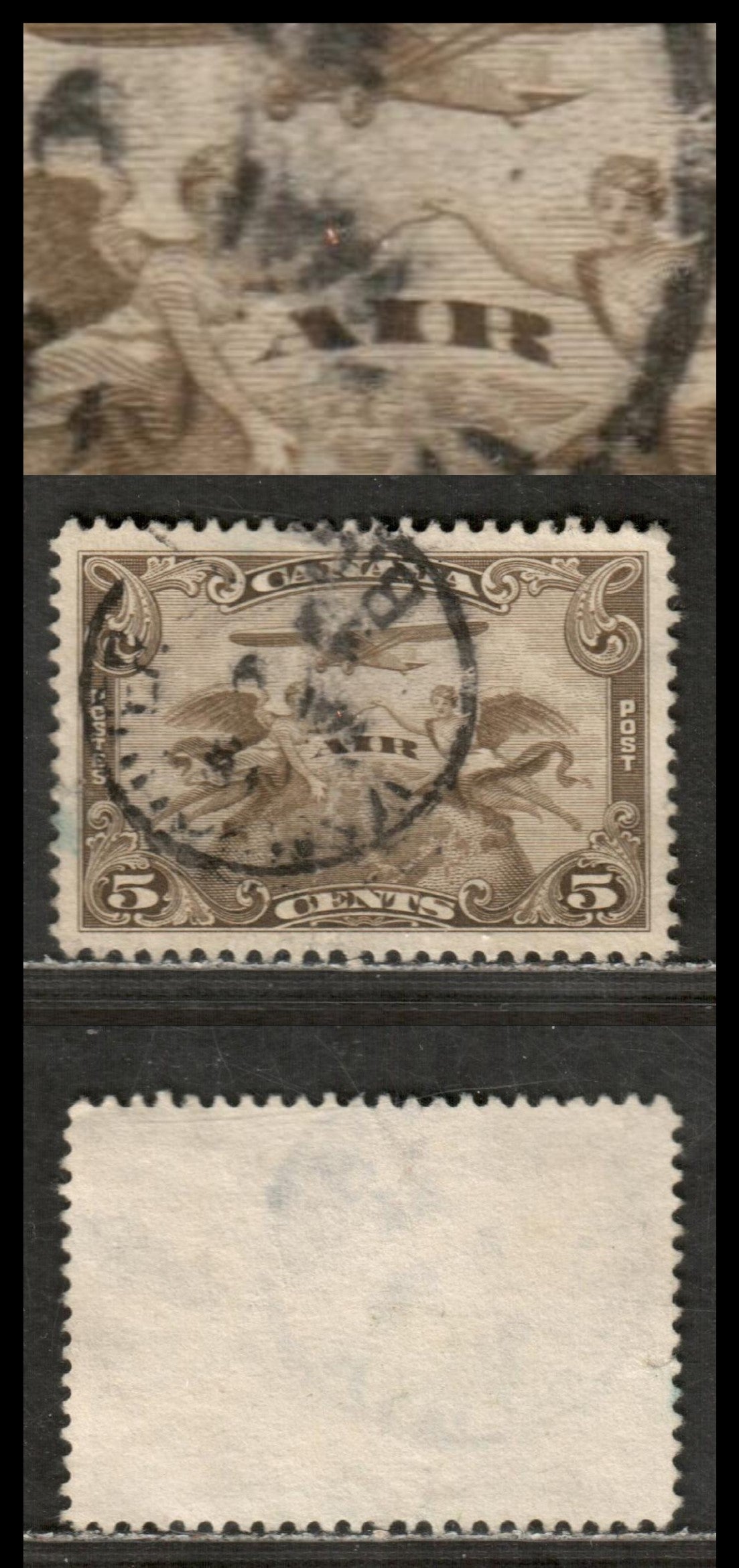 Lot 126 Canada #C1i 5c Pale Olive Brown Winged Figures Against Globe ...