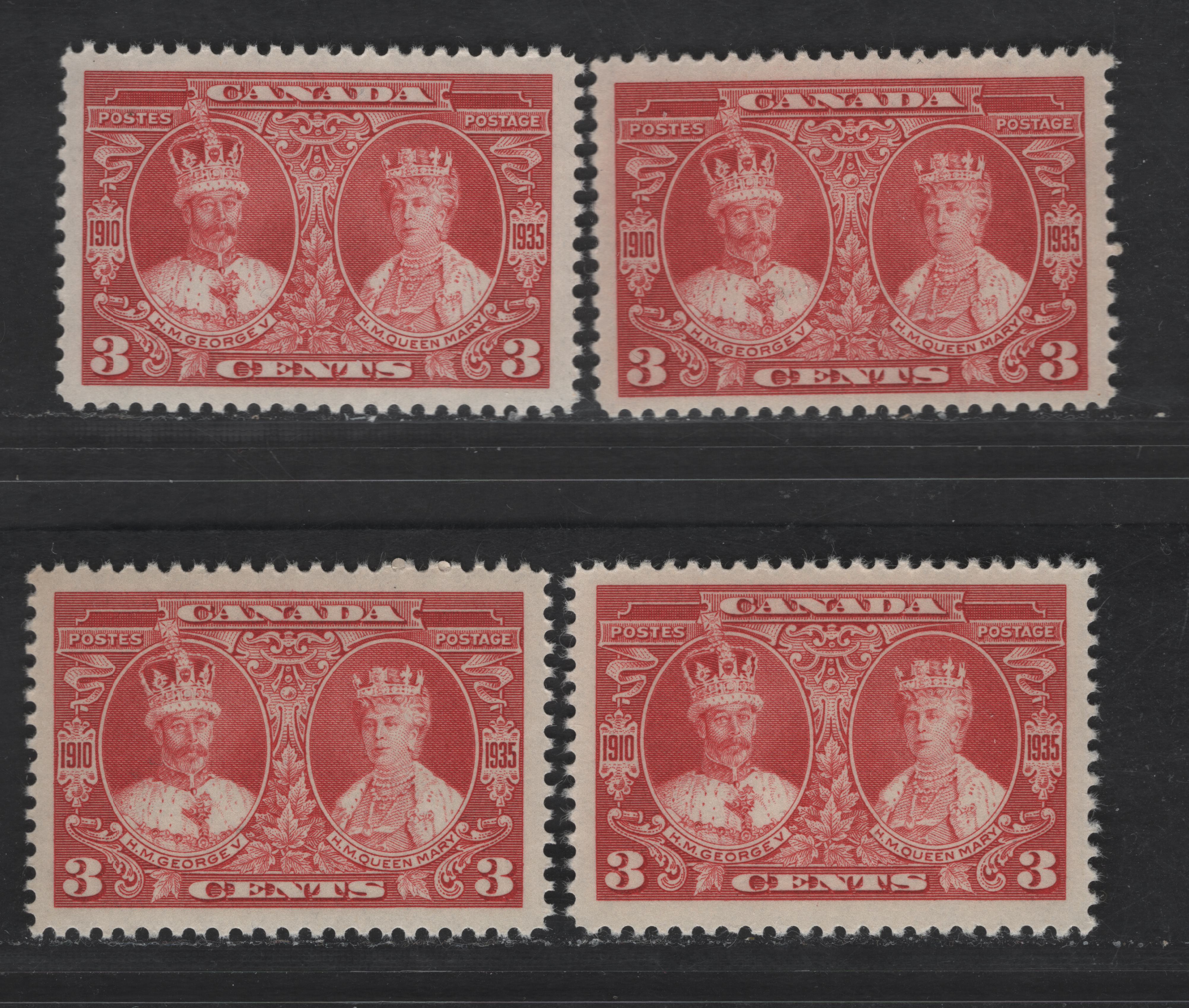 Lot 173 Canada #213 3c Carmine, Carmine Red & Deep Carmine Red King Ge ...