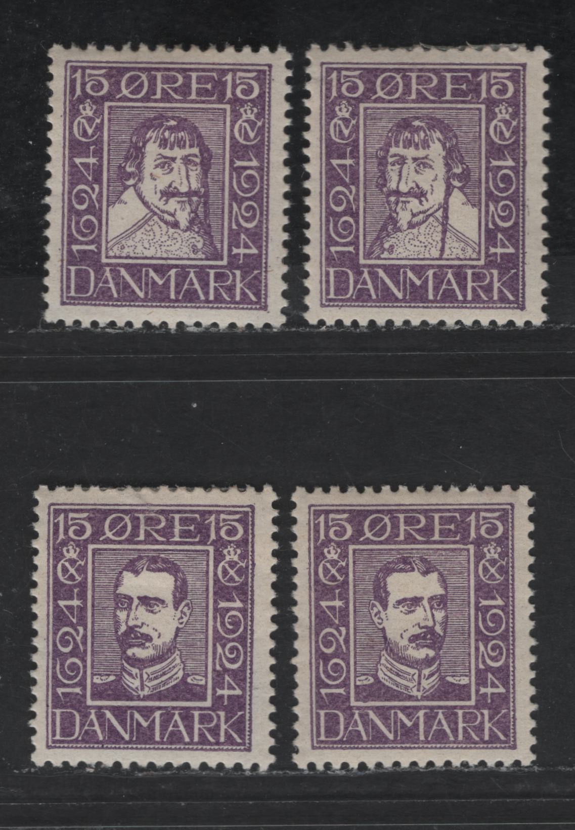 Lot 99 Denmark SC#168-171 15o Violet Christian X & Christian IV, 1924 ...