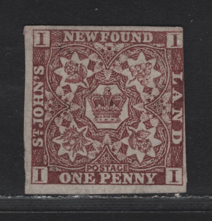 Lot 325 Newfoundland #1 1d Brown Violet Crown & Heraldic Flowers, 1857 ...
