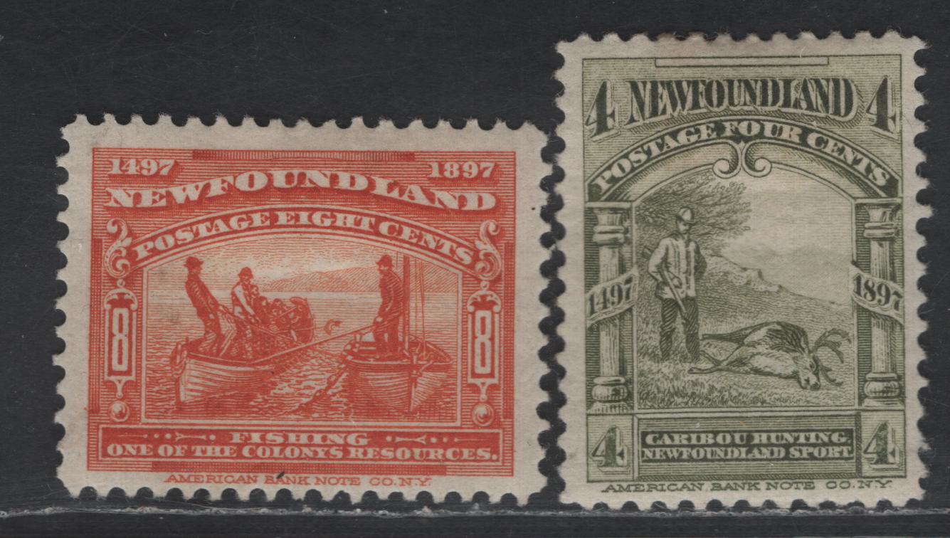 Lot 31 Newfoundland #64, 67 4c - 8c Olive Green - Red Orange Caribou H ...