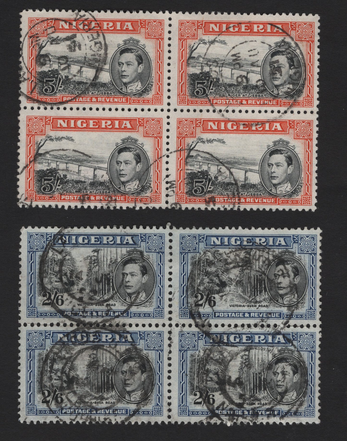 Lot 178 (C) Nigeria SG#58c, 59c 2/6 - 5/- Black & Blue - Black & Orang ...