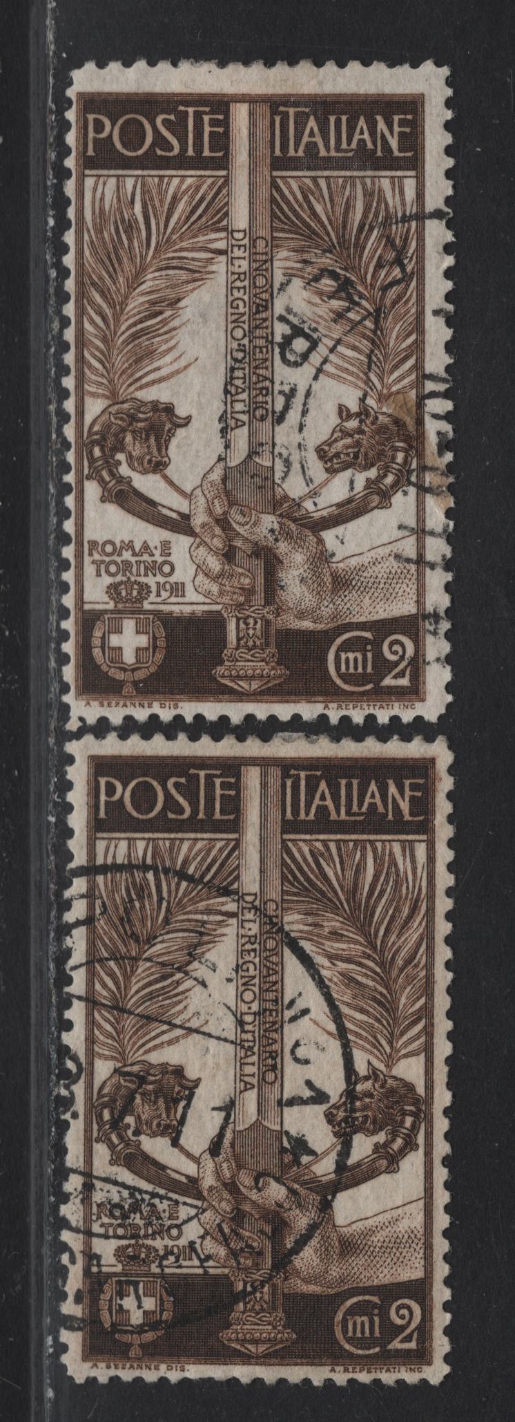 Lot 56 Italy SC#119,c 2c Brown Symbols of Rome and Turin, 1911 50th An ...