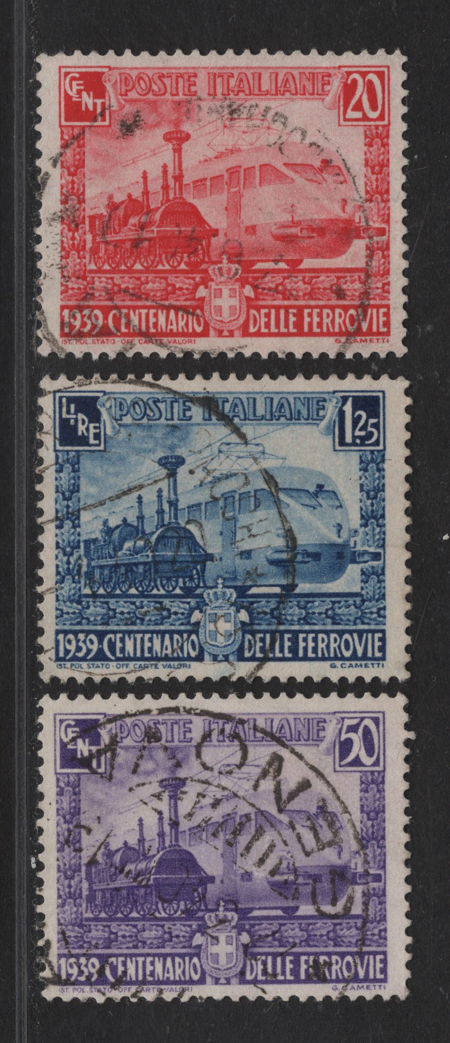 Lot 250 Italy SC#410-412 20c - 1.25l Rose Red - Deep Blue Wood Burning ...