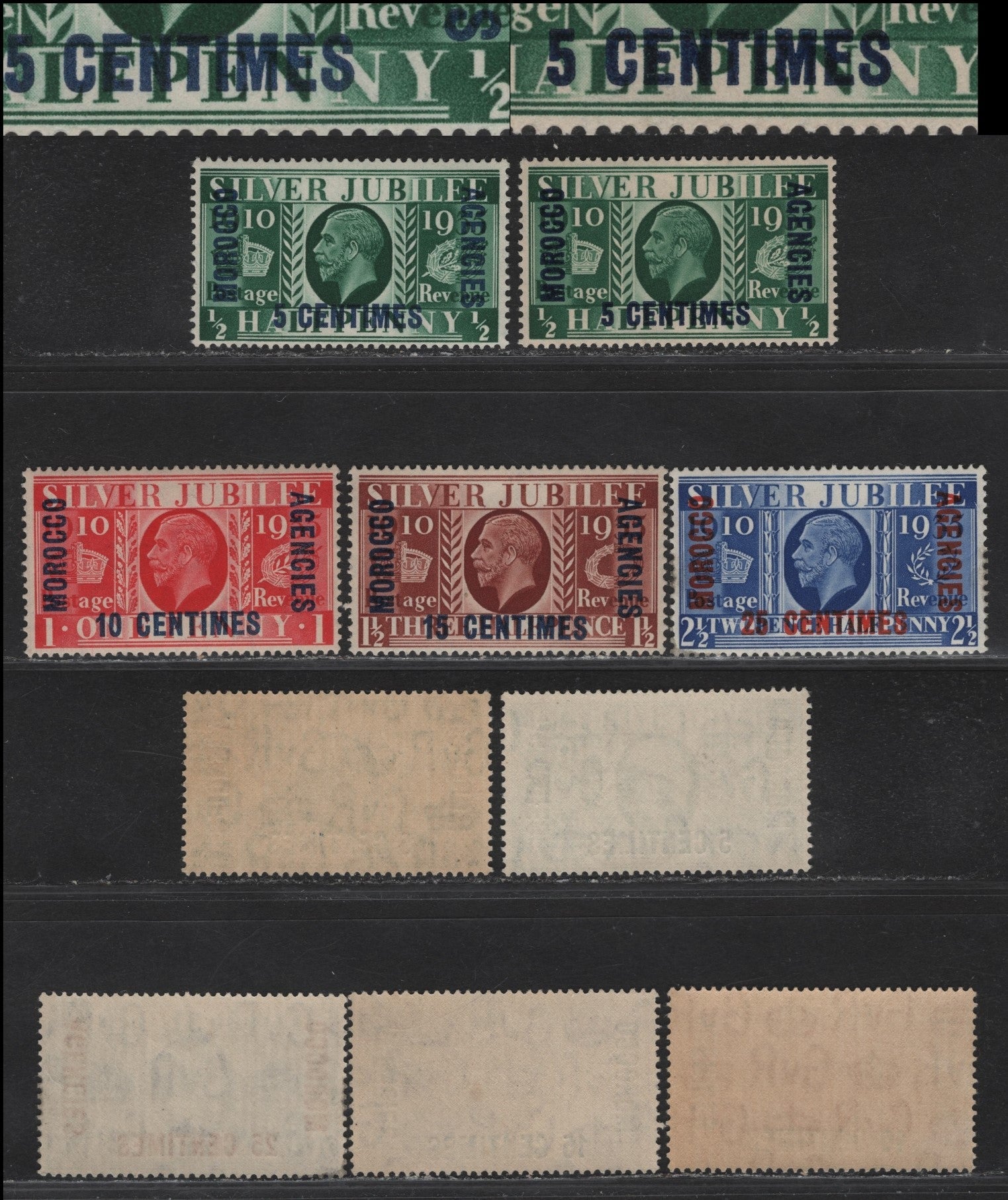 Lot 222 Morocco Agencies - French Currency SG#212-215 5c on 1/2d - 25c ...