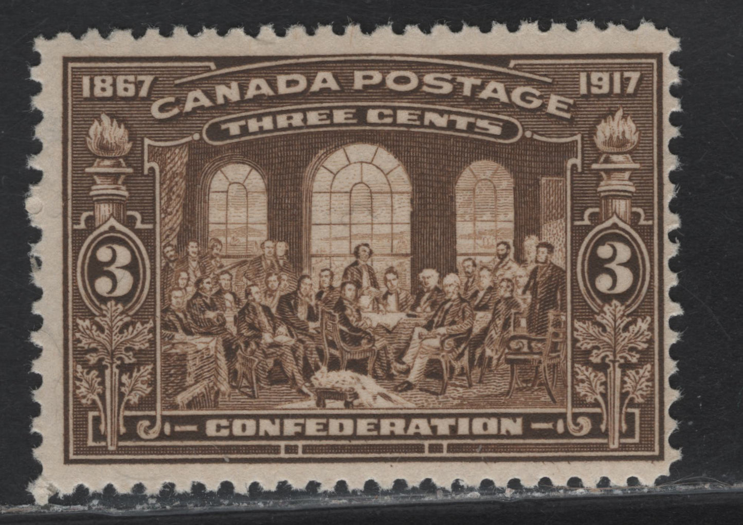 Lot 254 Canada #135 3c Brown Fathers of Confederation, 1917 50th Anniv ...