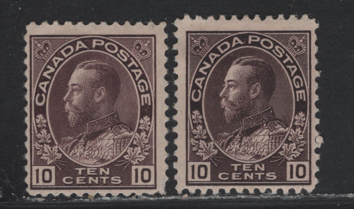 Lot 182 (C) Canada #116a 10c Blackish Plum & Pale Plum King George V ...