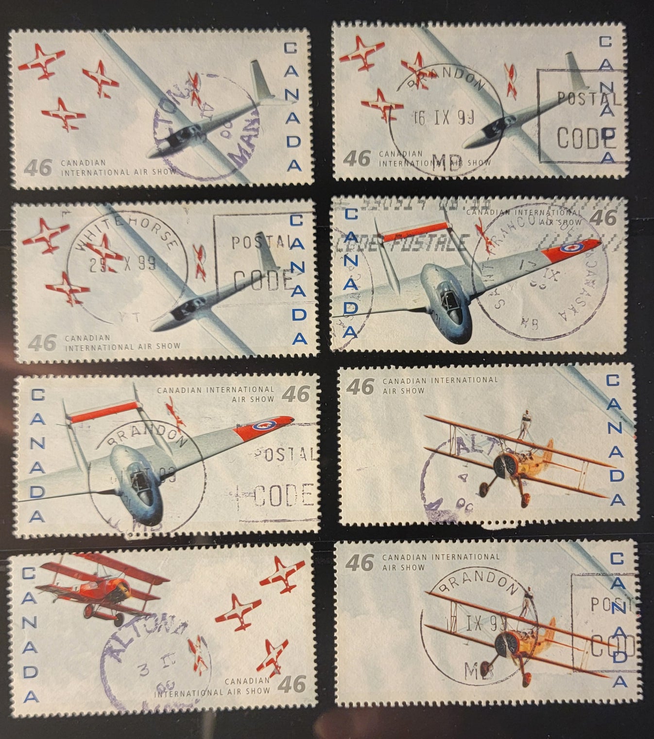Lot 306 Canada #1807a-d 46c Multicoloured Fokker DR-1 & CT-114 Tutors ...