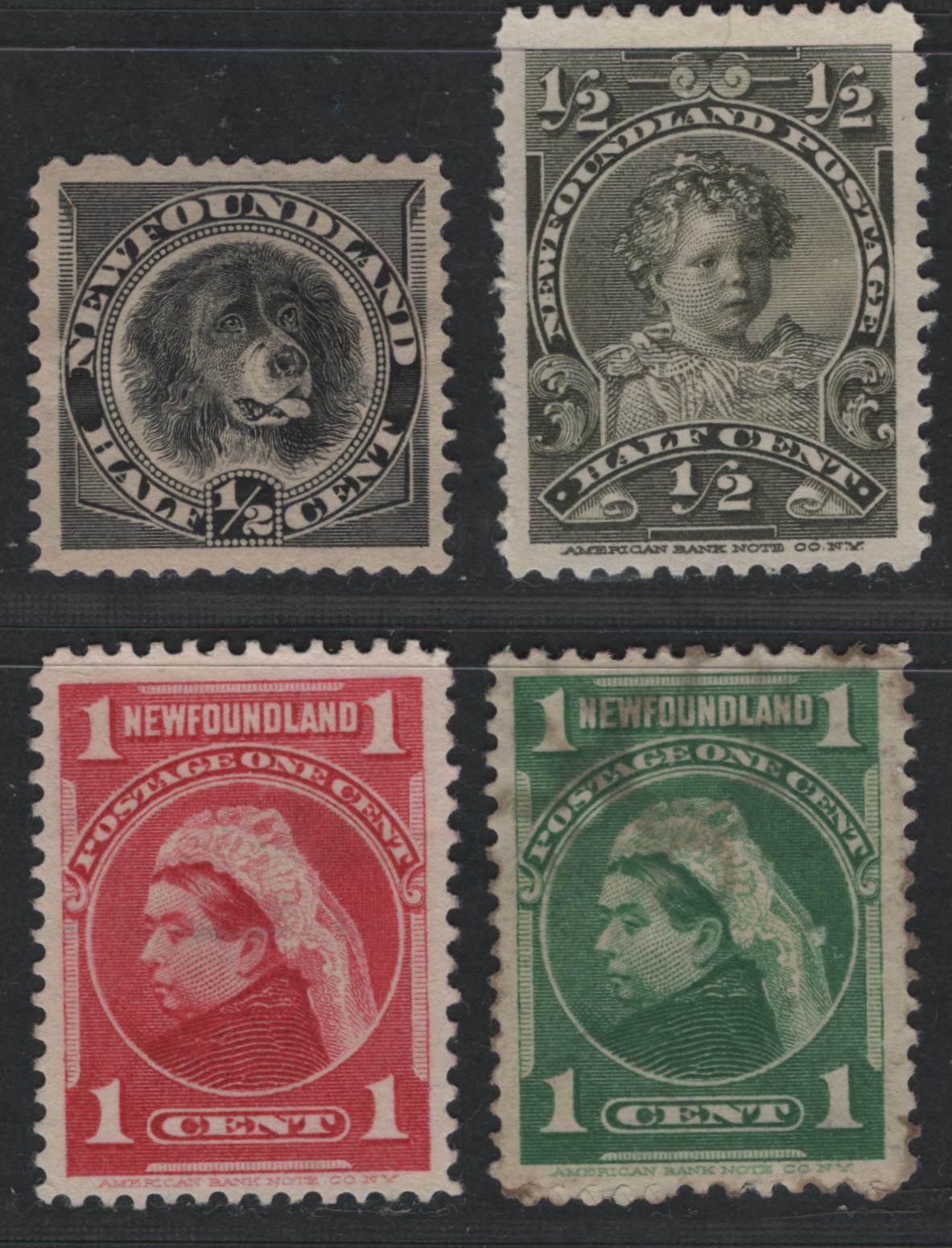 Lot 323 Newfoundland #58, 78-80 1/2c-1c Black - Yellowish Green Newfou ...