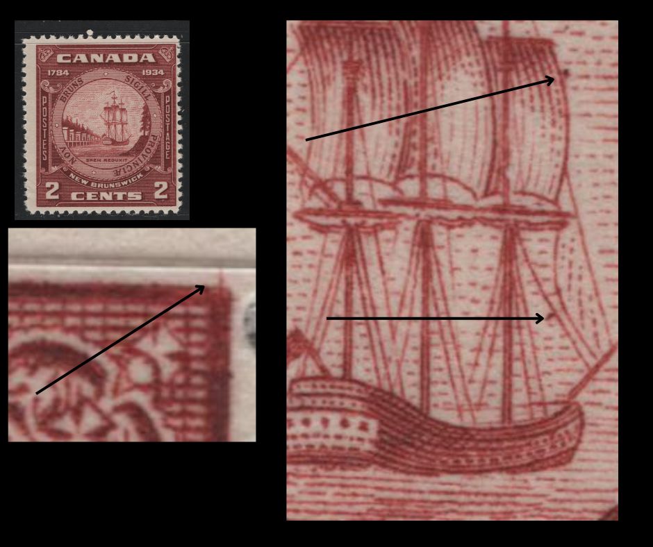 Lot 365 Canada #210var 2c Red Brown New Brunswick Seal, 1934 150th Ann ...