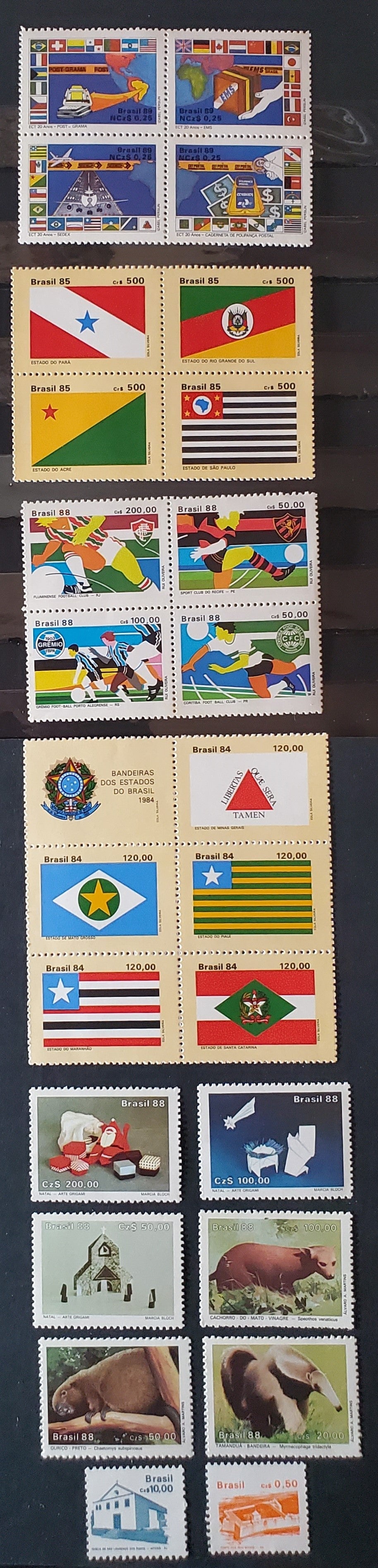 Lot 63 Brazil SC#1962/2163 1984-1989 State Flags - Braziliam Post & Te ...