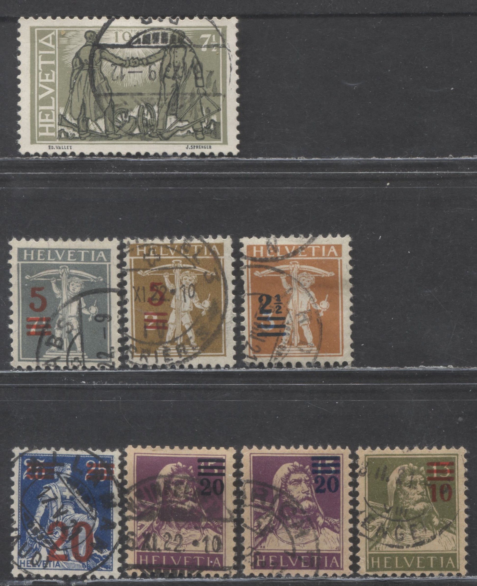 Lot 292 Switzerland SC#190/199 1919-1921 Surcharges & WW1 Armistice, 8 – Brixton Chrome