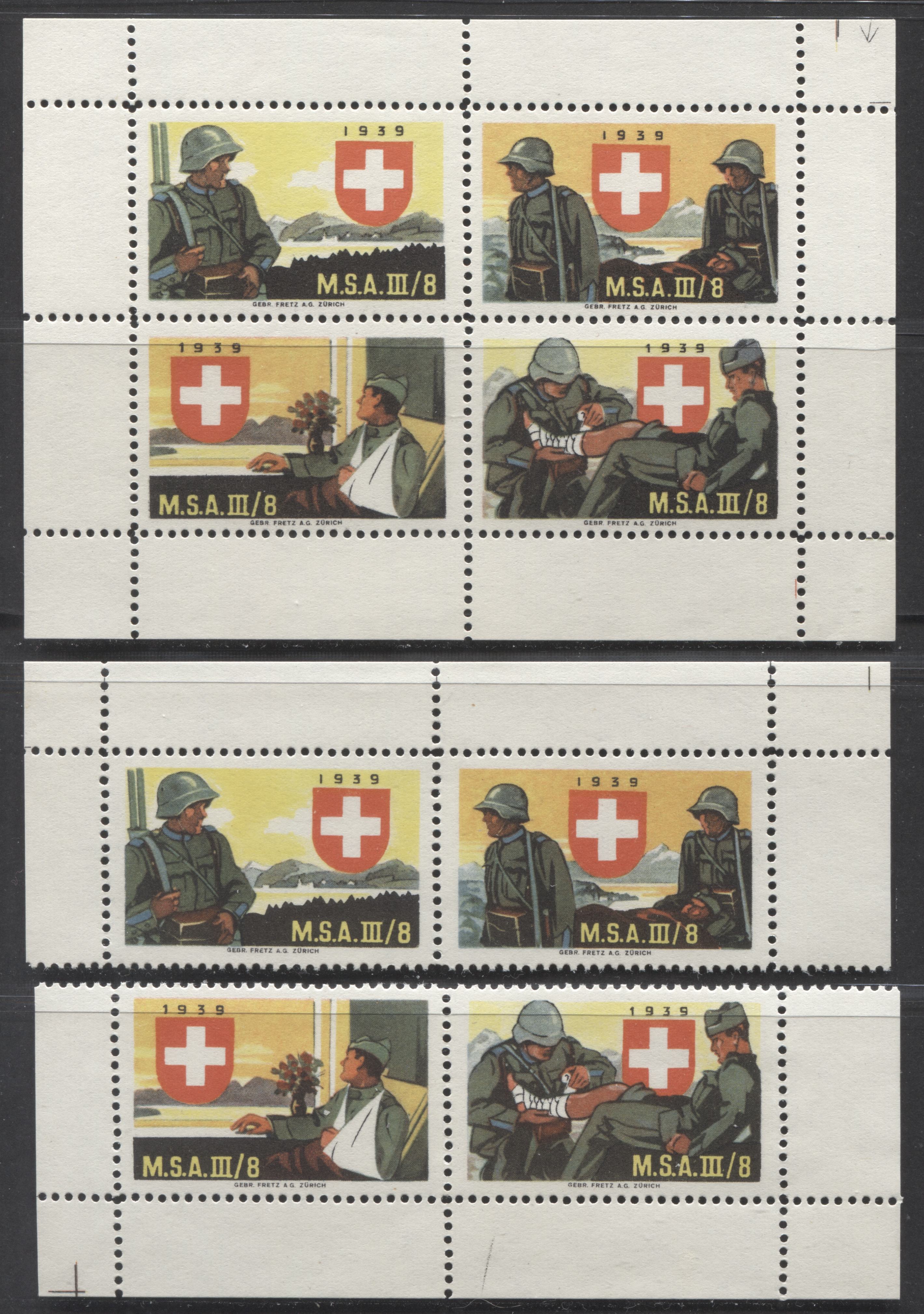 Lot 2 Switzerland SC#Unlisted 1939 Military Stamp Issue - MSA III/8 Di ...