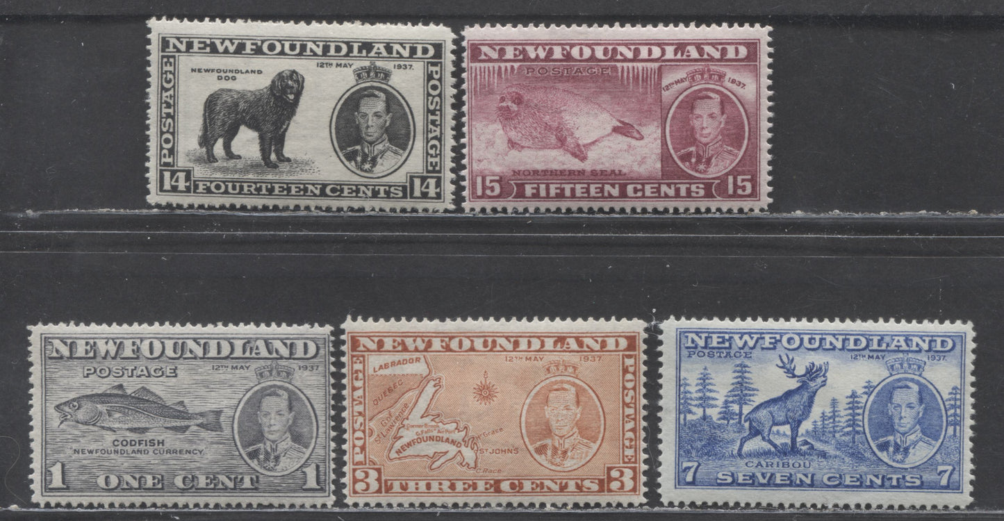 Lot 126 Newfoundland #233-235, 238-239 1c / 15c Gray Black - Claret Co ...