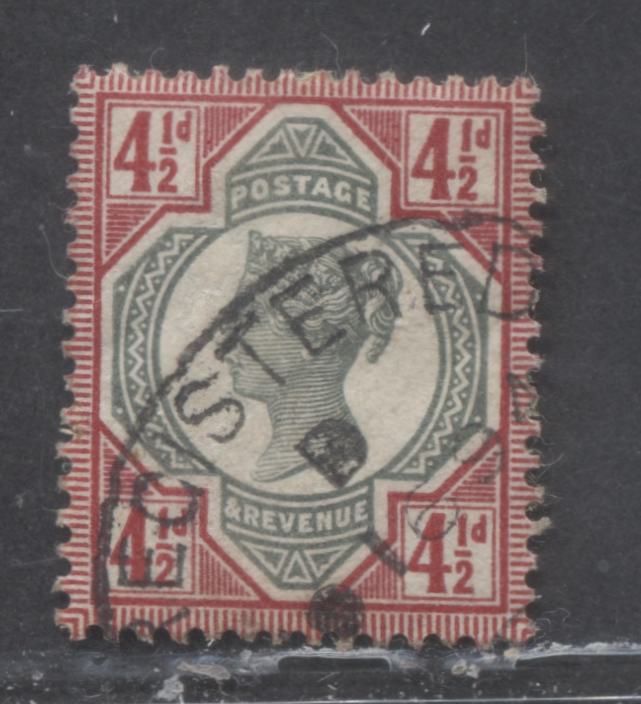 Lot 127 Great Britain SC#117 (SG#206 4 1/2d Green & Carmine 1887 - 190 – Brixton Chrome