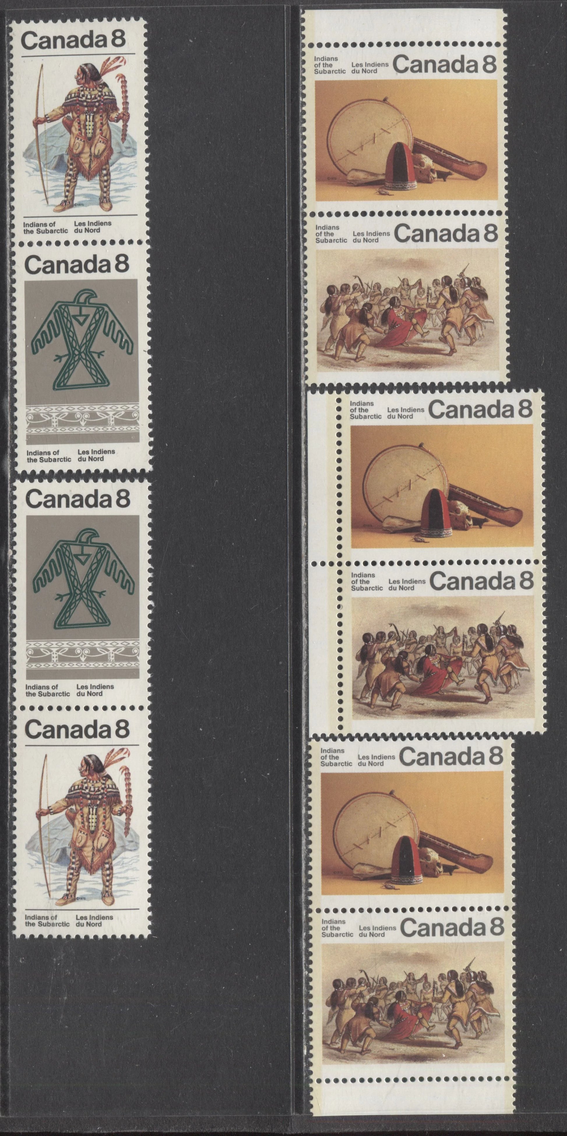 Lot 391 Canada #575a,aii,577a 8c Multicolored Montagnais-Naskapi - Oji ...