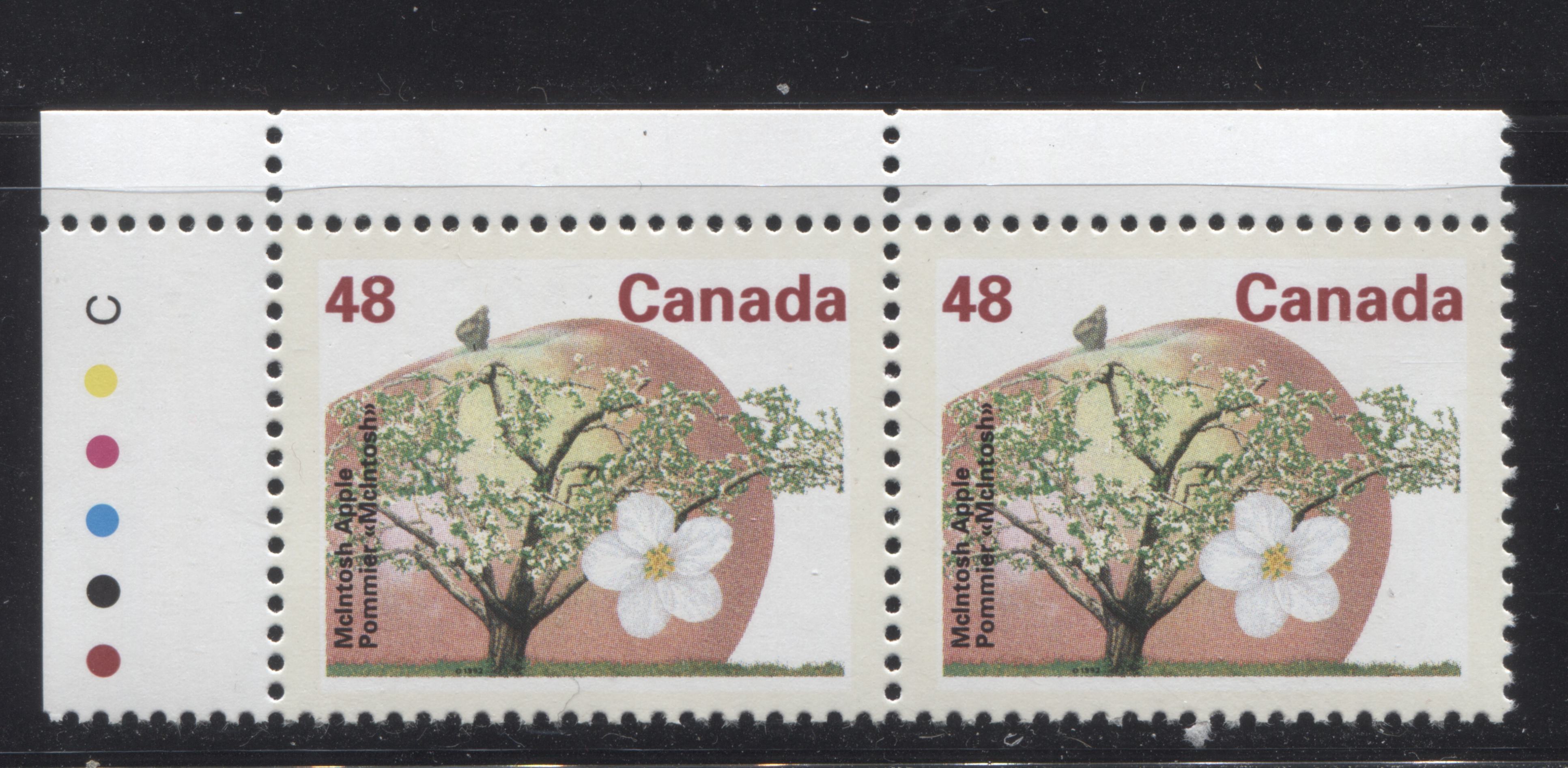 Lot 211 Canada #1363ii 48c Multicolored Mcintosh Apple, 1991 Fruit Tre ...