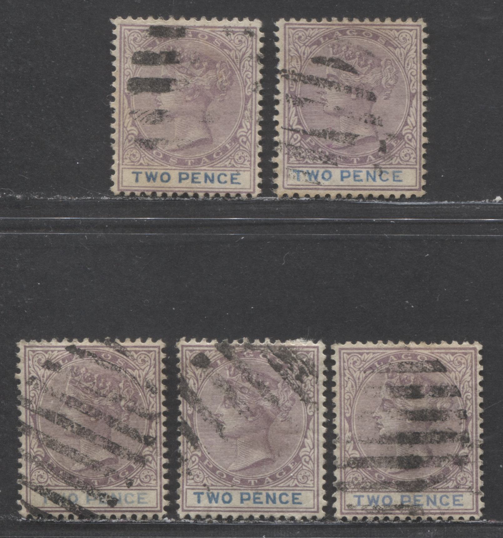 Lot 36 Lagos SC#18 2d Lilac & Deep Lilac, Lilac & Blue, Ultramarine ...