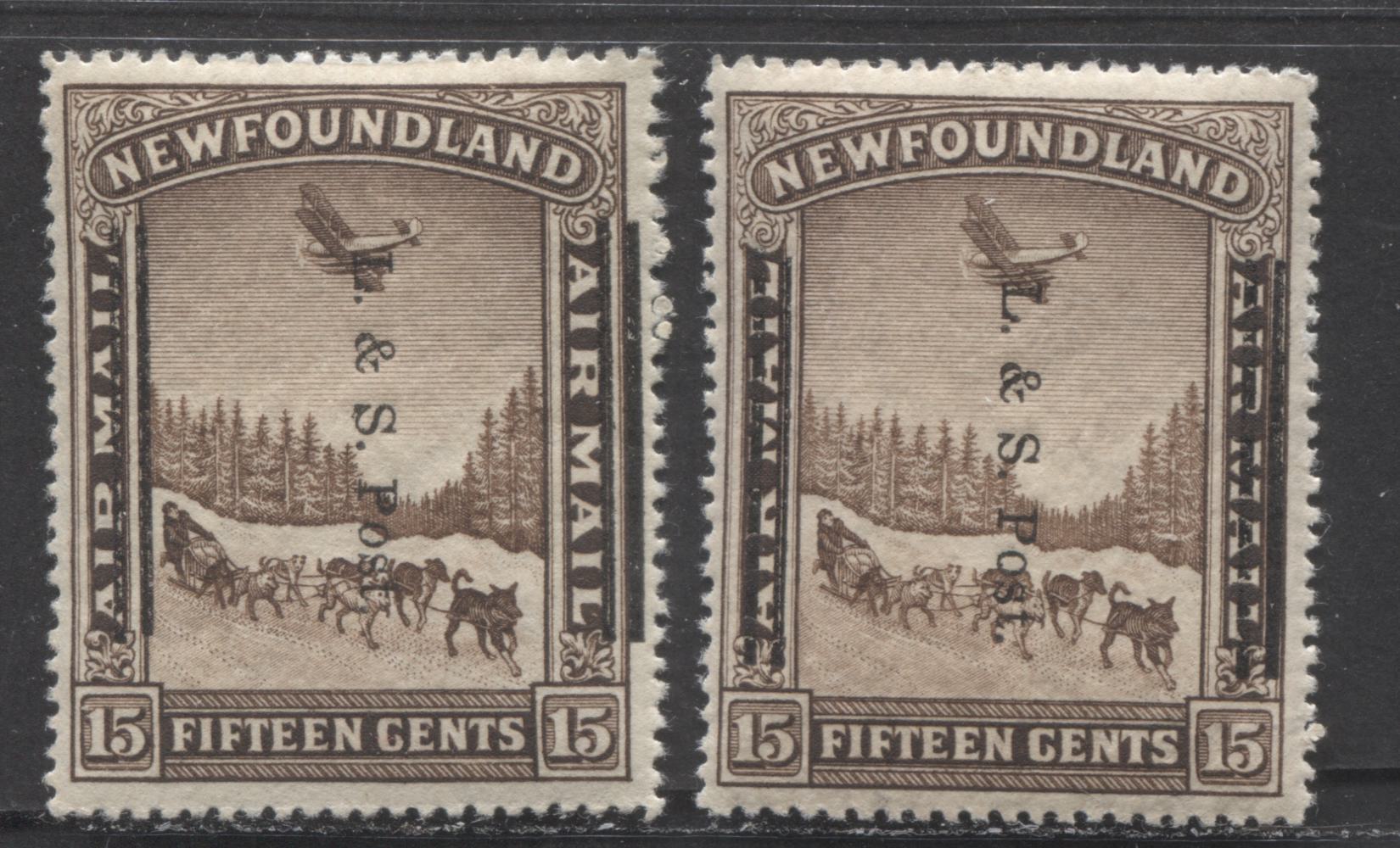 Lot 350 Newfoundland #211 15c Brown Dog Sled & Airplane, 1933 Land & S ...