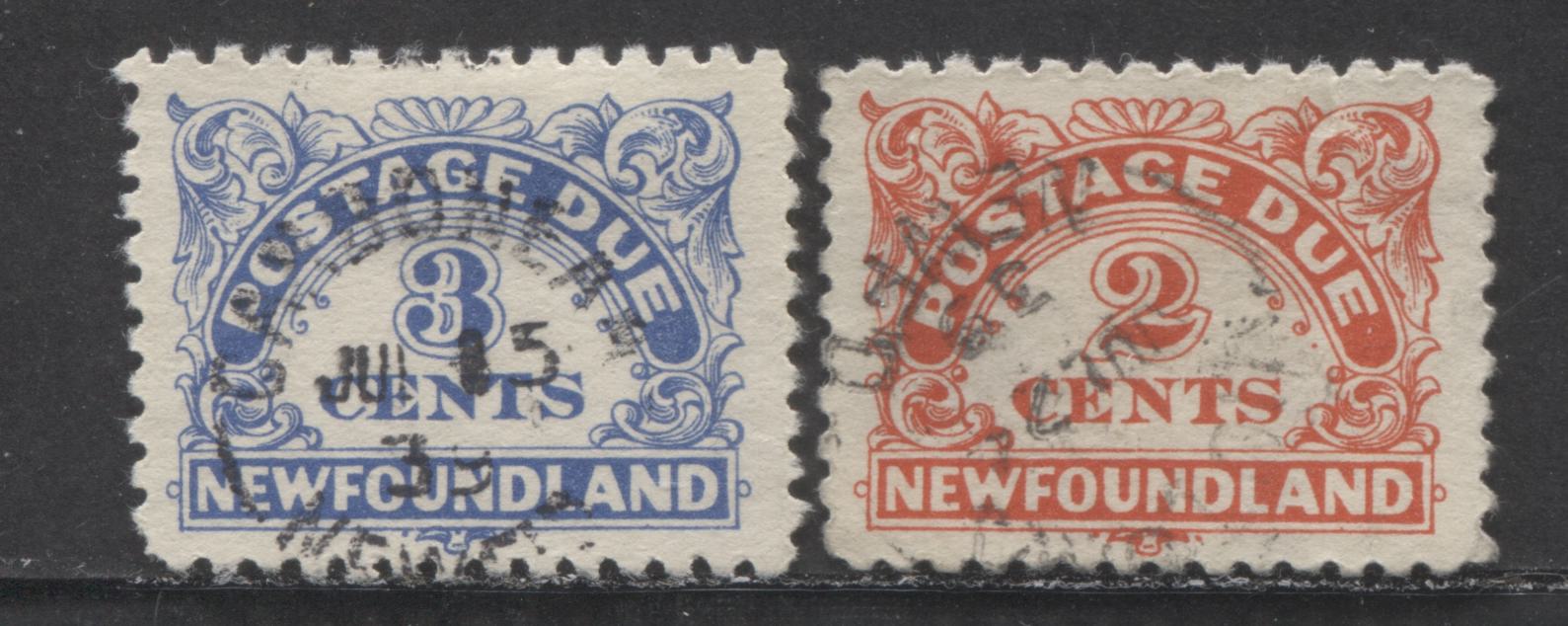 Lot 380 Newfoundland #J3, J2 3c,2c Ultramarine, Vermilion, 1939 Postag ...