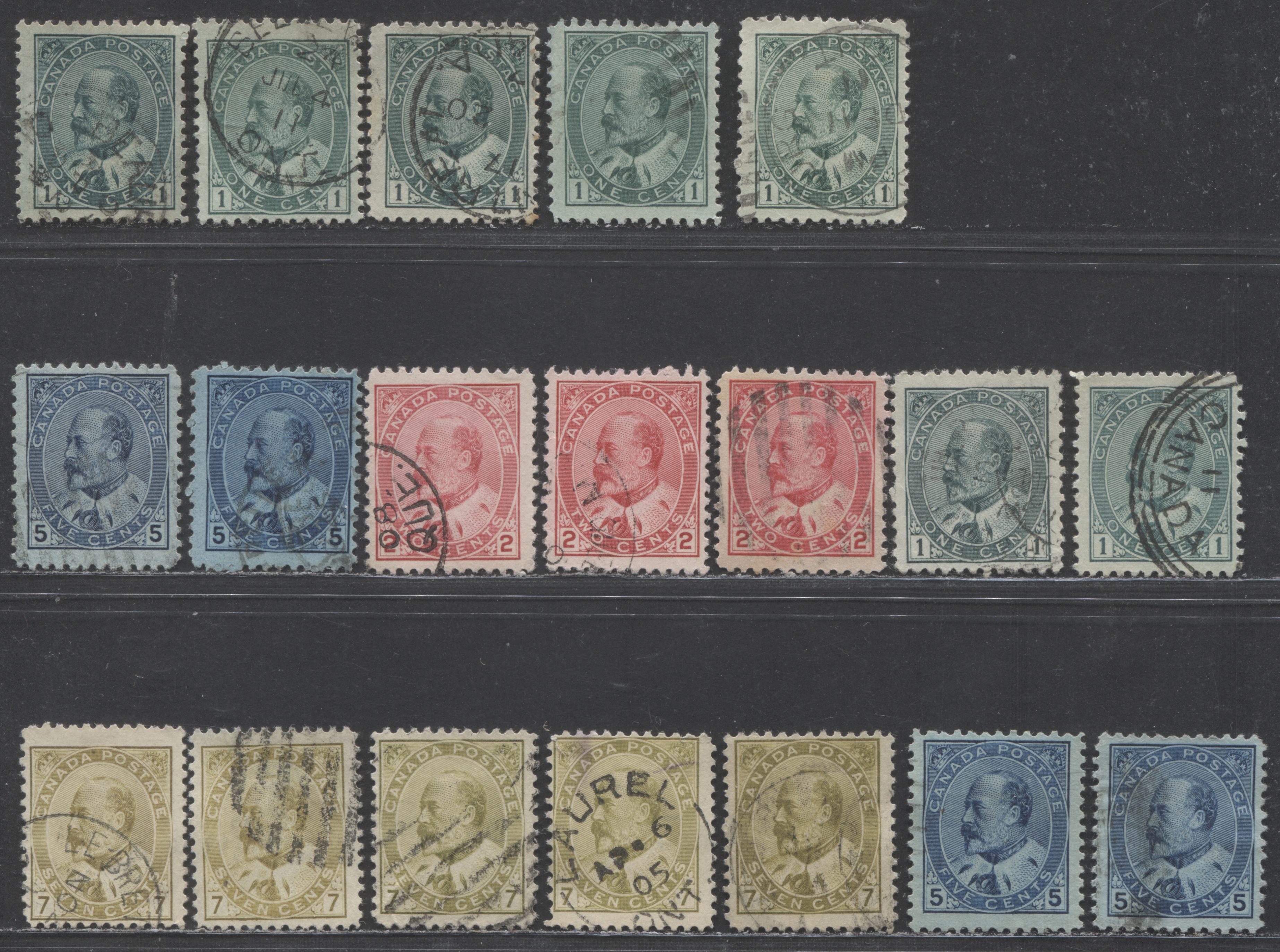 Lot 111 Canada #89-89iii,90,91,91i,92-92ii 1c,2c,5c,7c Green-Blue Gree ...