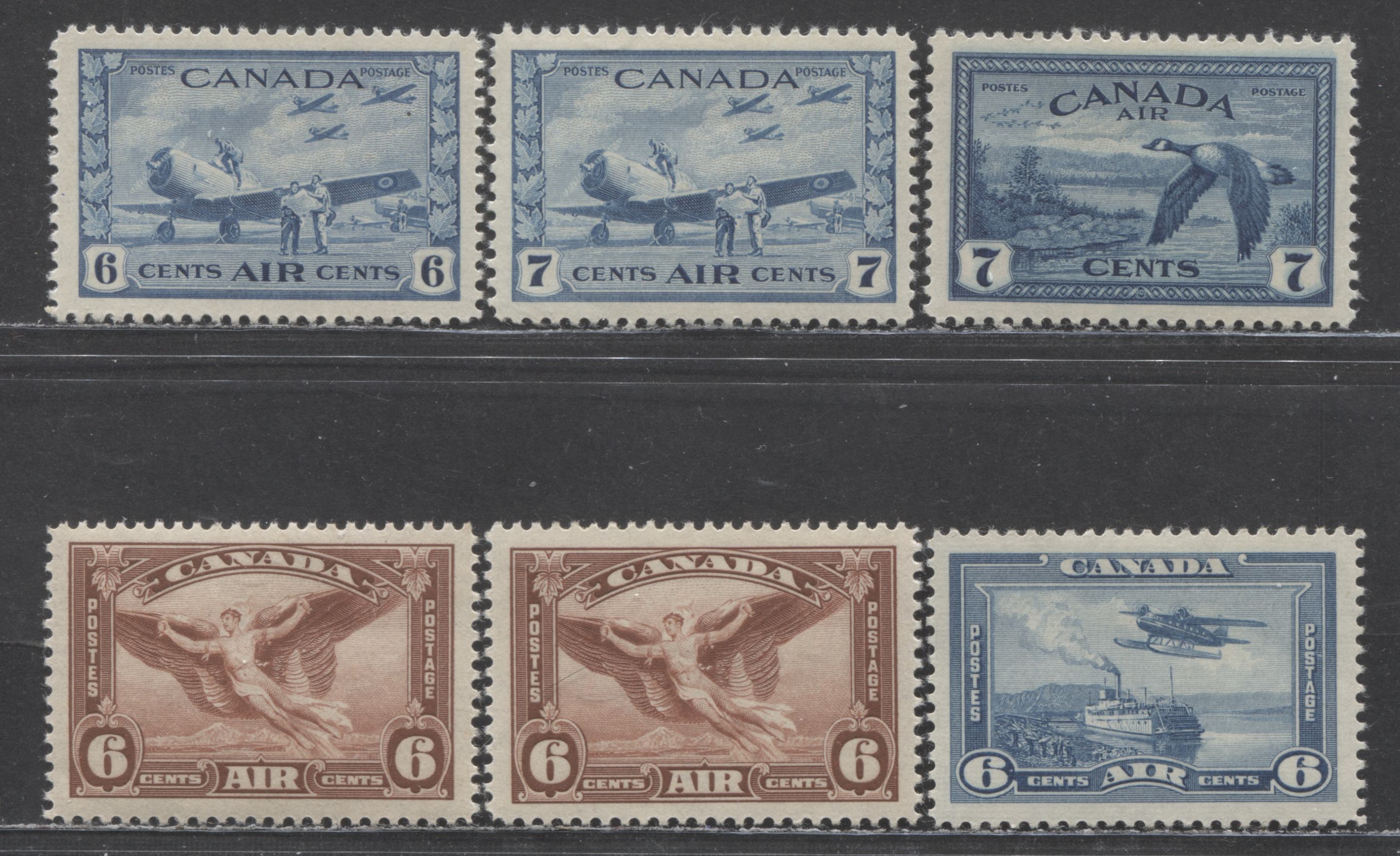 Lot 178 Canada #C5-C9 6c-7c Red Brown-Deep Blue Daedalus In Flight-Can ...