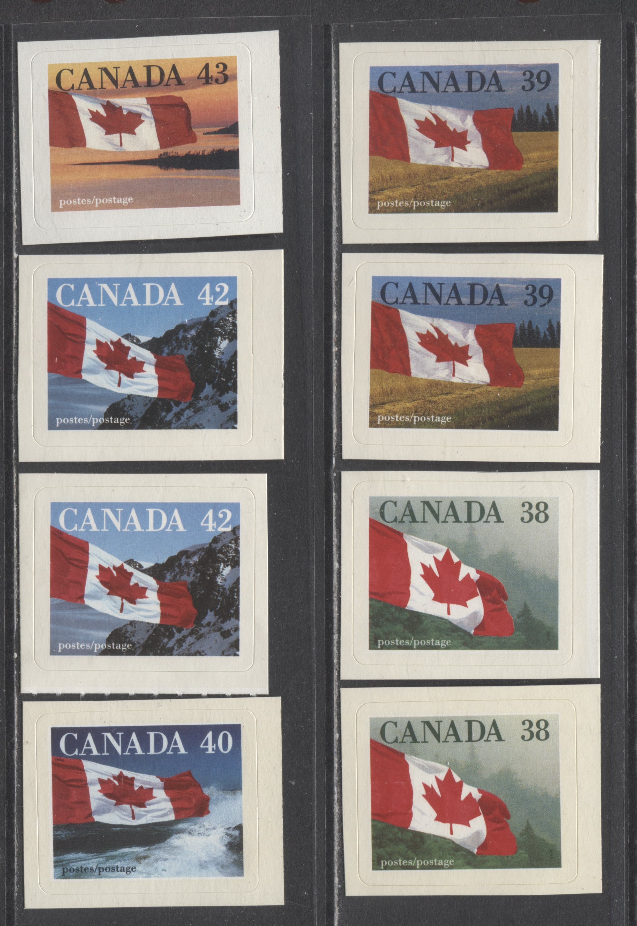 Lot 231 Canada #1191-1193, 1388-1389 38c-40c, 42c-43c Multicolored Fla ...