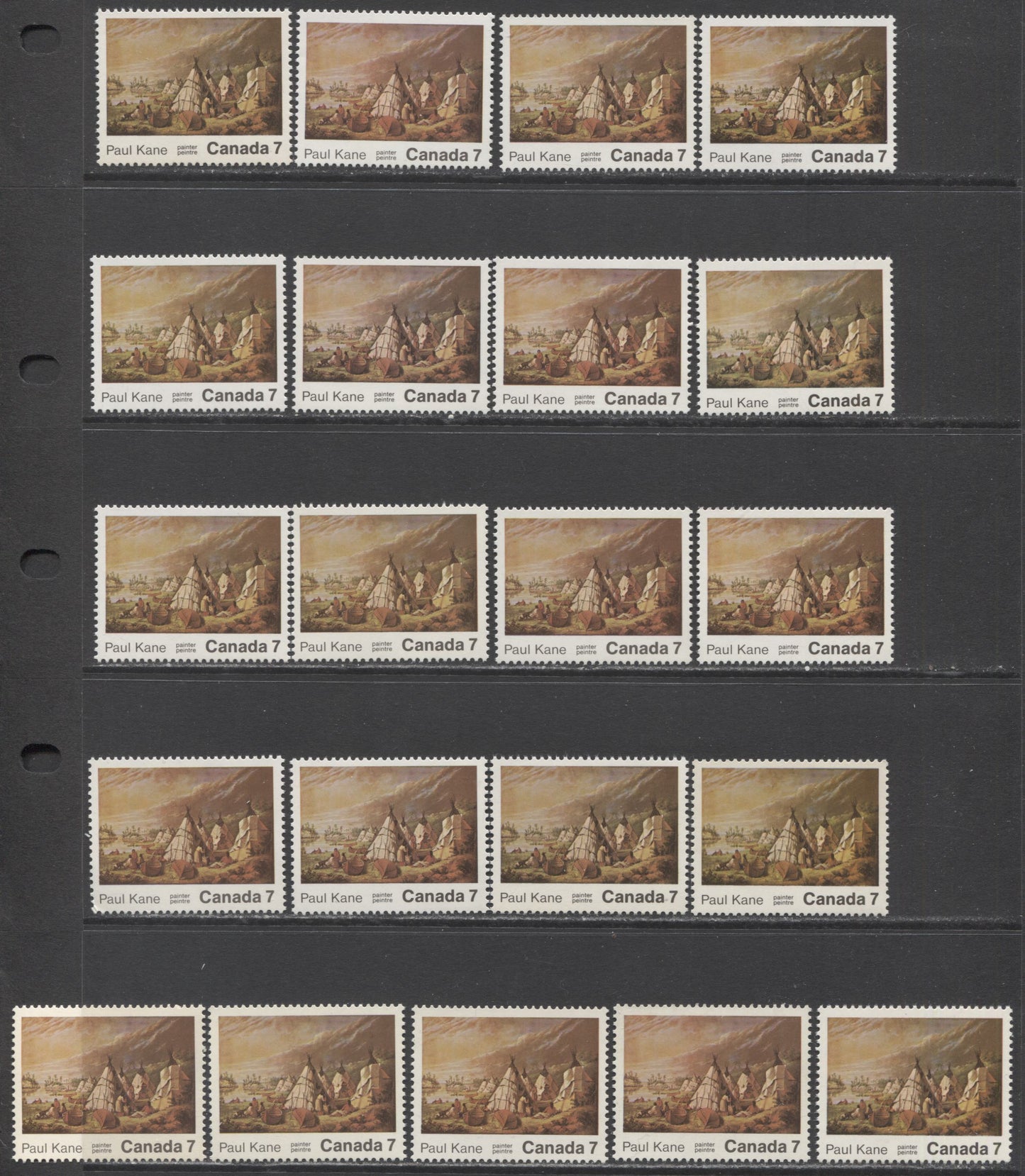 Lot 244 Canada #553 7c Multicolored Indian Encampment, 1971 Paul Kane ...
