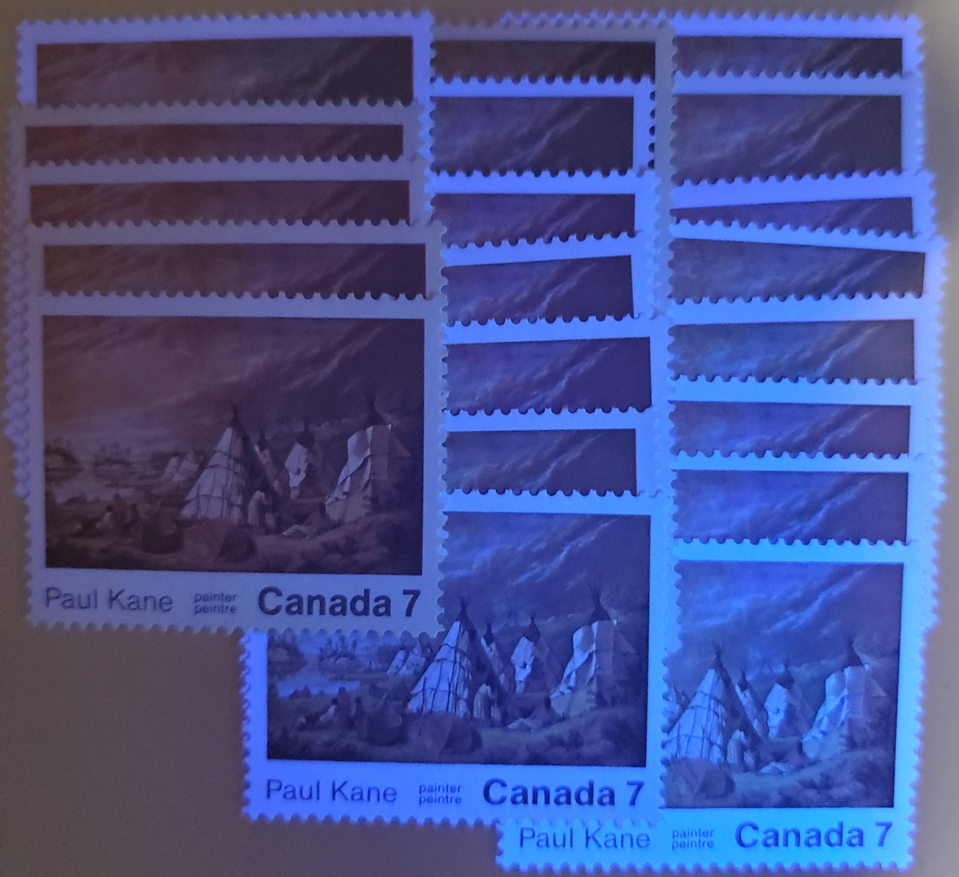 Lot 244 Canada #553 7c Multicolored Indian Encampment, 1971 Paul Kane ...