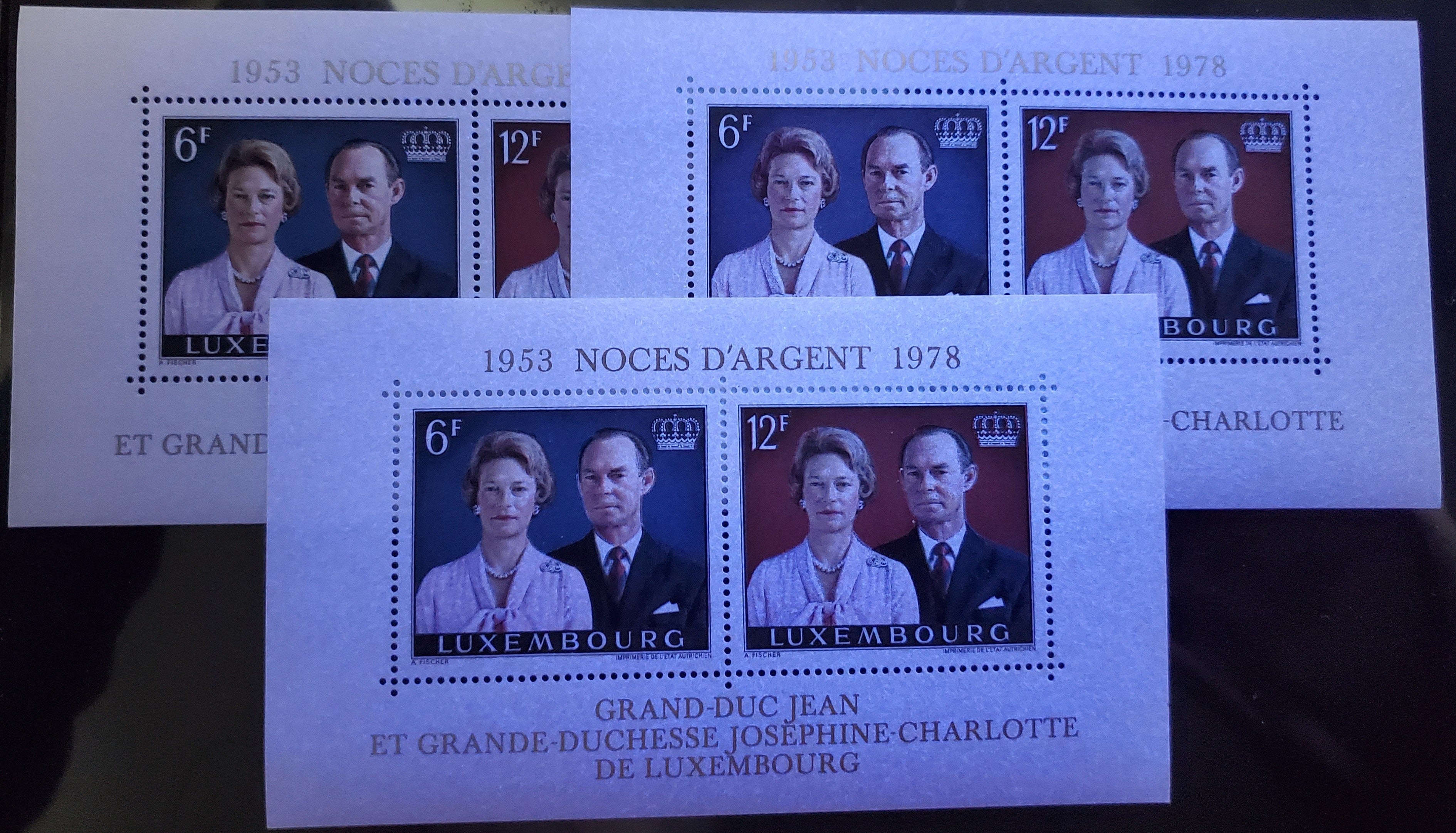 Lot 291 Luxembourg SC#607 6F Blue & 12F Red 1978 Silver Wedding Issue ...