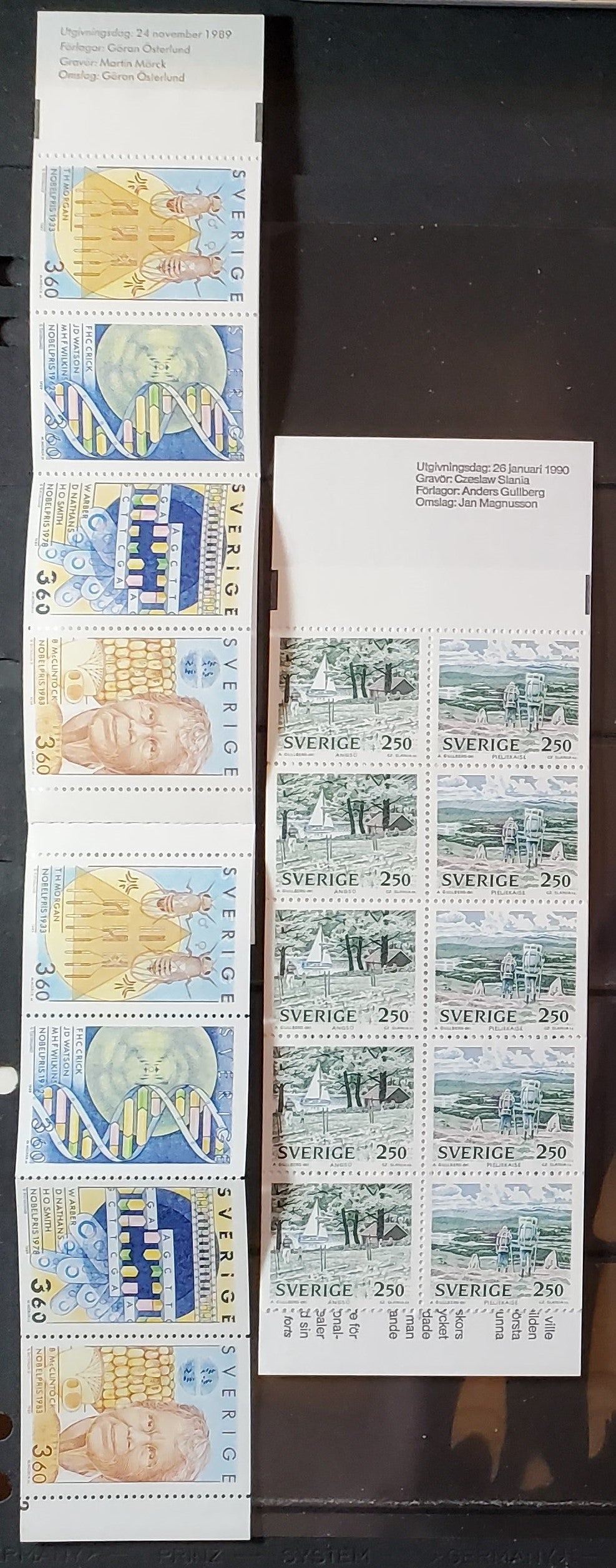 Lot 410 Sweden SC#1775a 1989 Genetics Issue, HB Cover, DF Pane With Pa ...